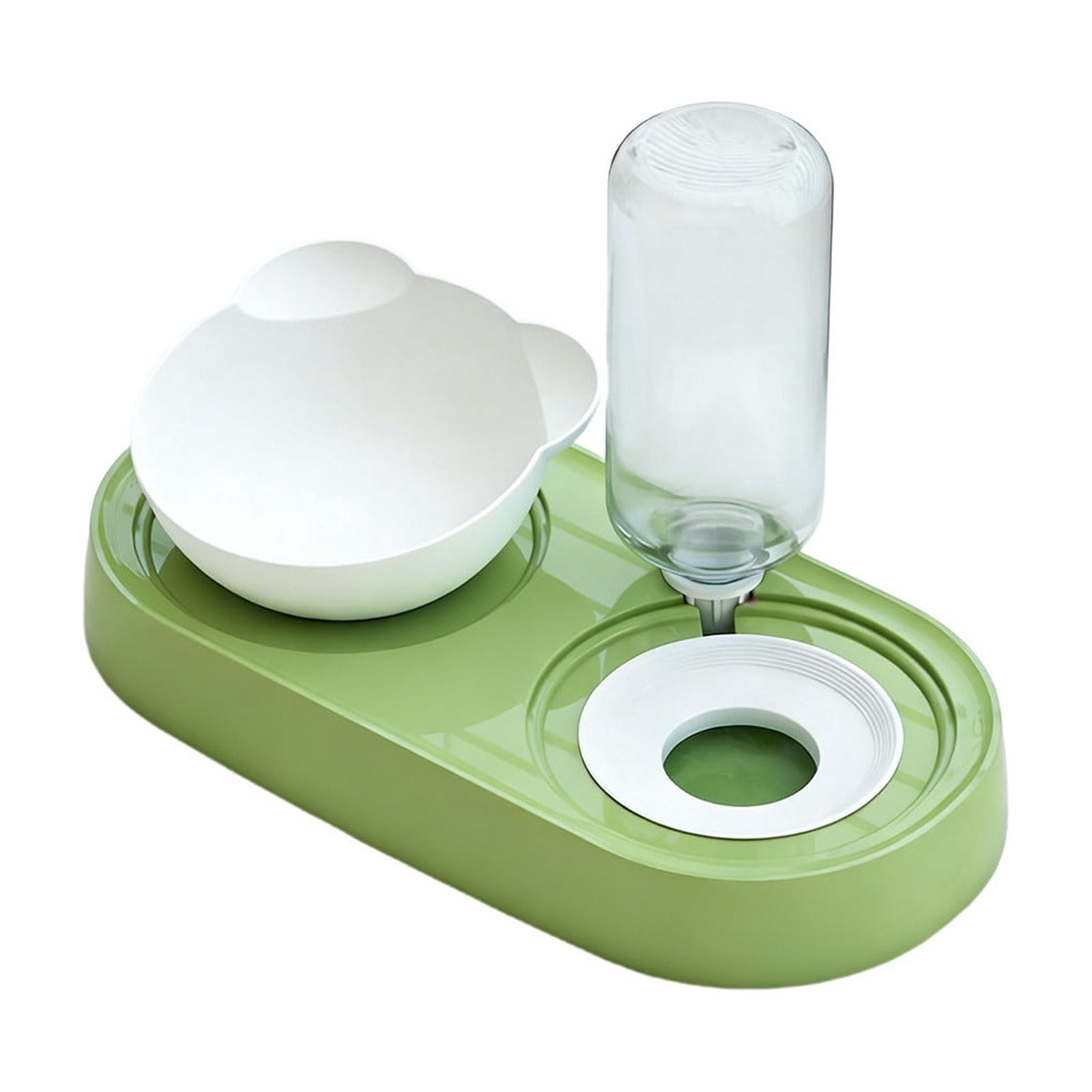 Green Green 2 In 1 Cat Dog Food Water Bowl Non Slip Pet Feeder ...