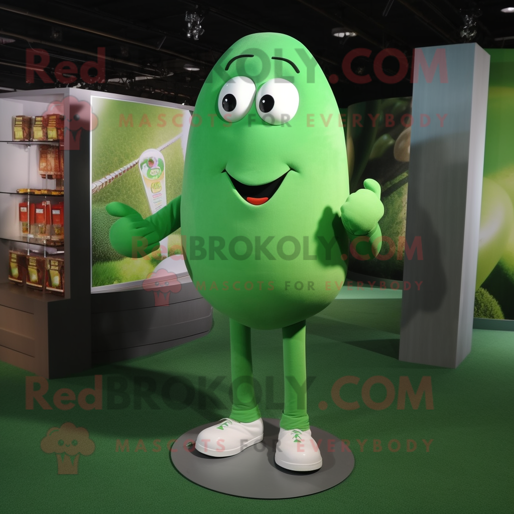 Green Green Bean REDBROKOLY mascot costume character dressed with a ...