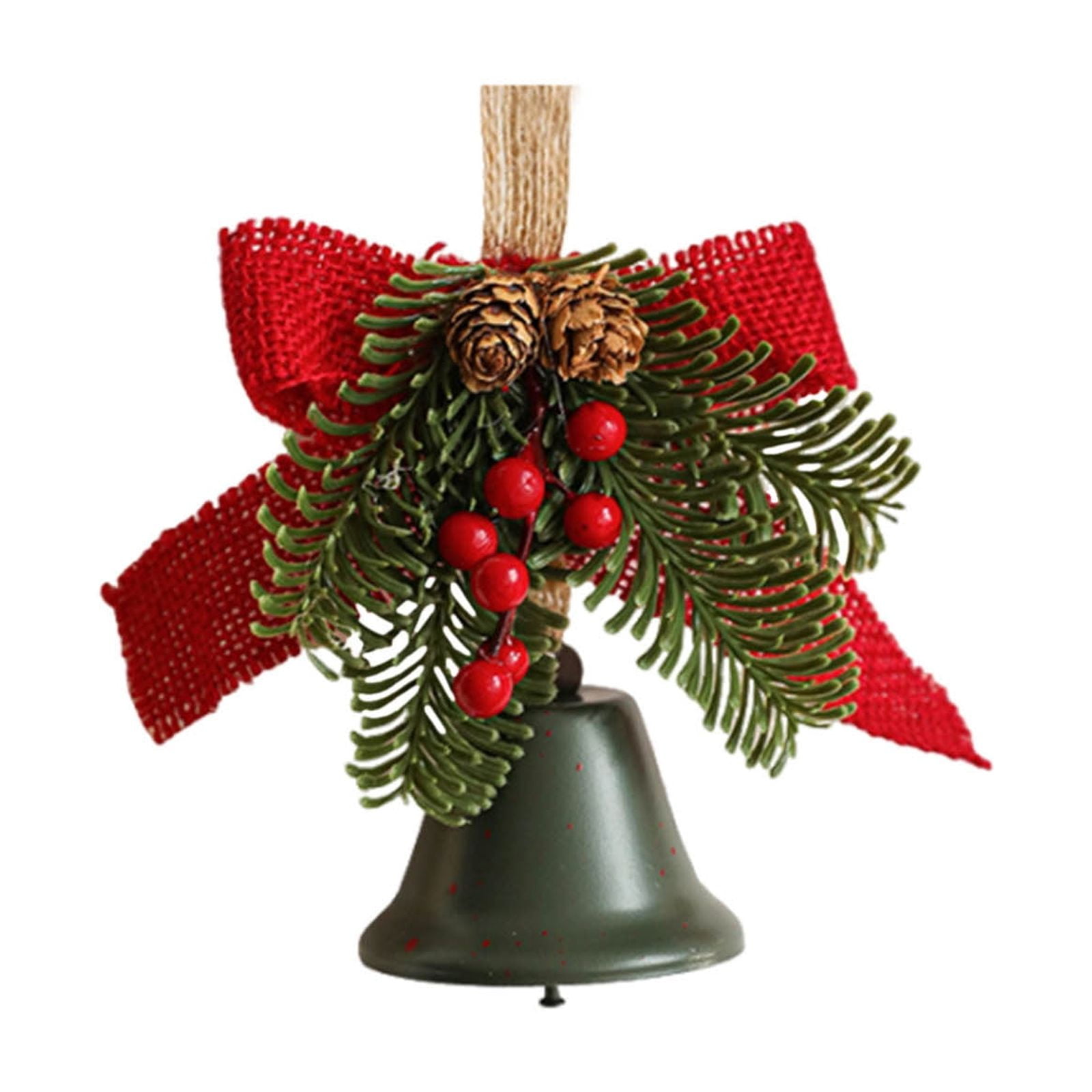 Green Green Christmas Ornaments Metal Bell With Pine Needles Berries ...