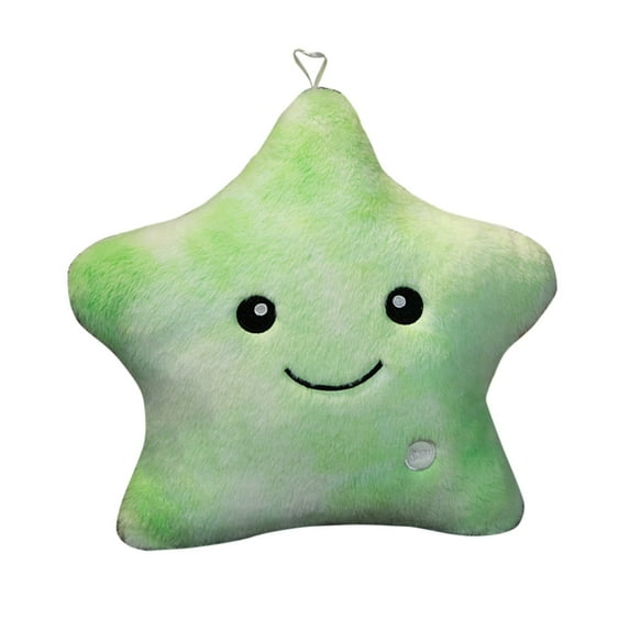 Green Green Glowing Star Pillow Plush And Soft Decorative Accent With ...