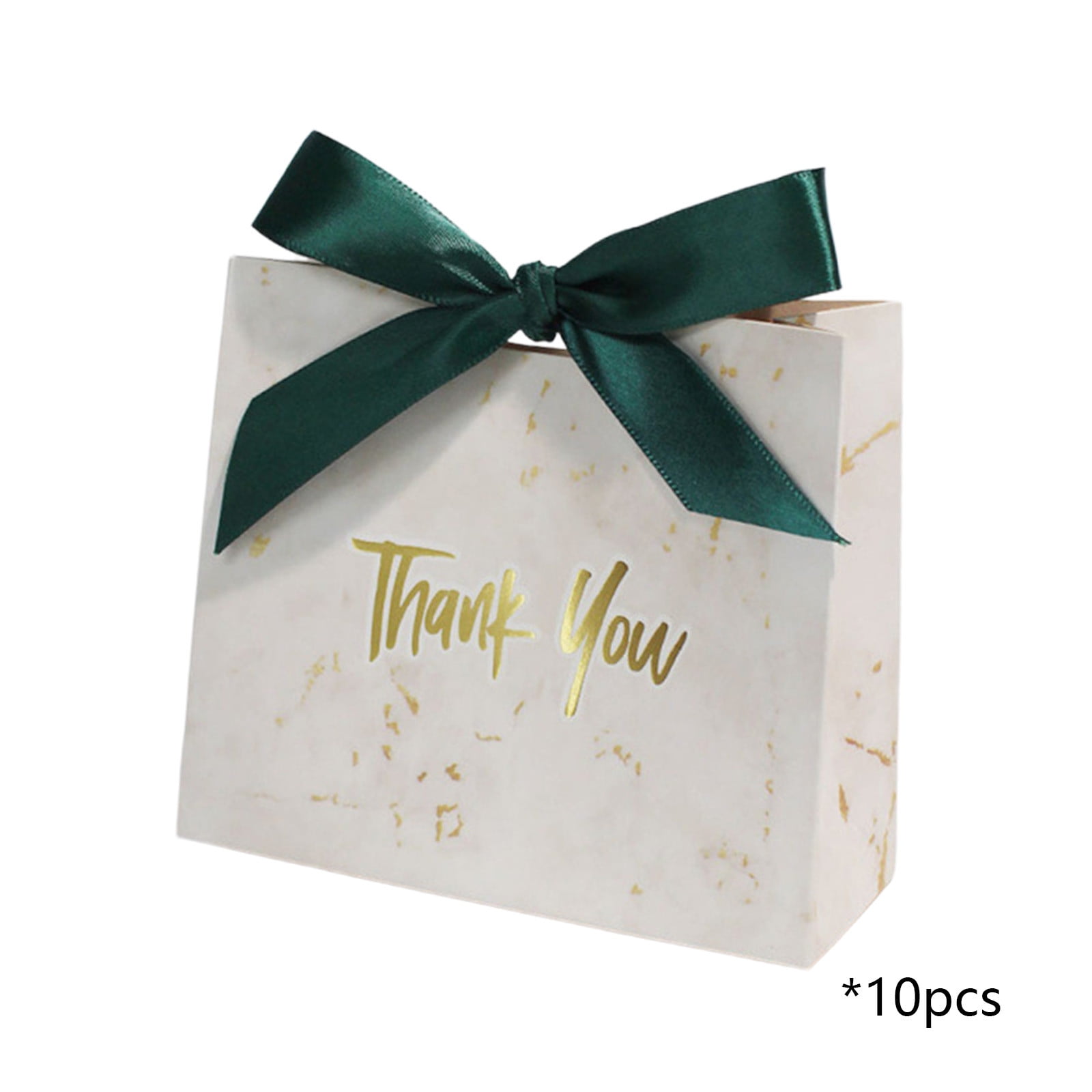 Green Green Thank You Bow Hand Bags Set Of Ten Mini Gift Tote Bags With ...