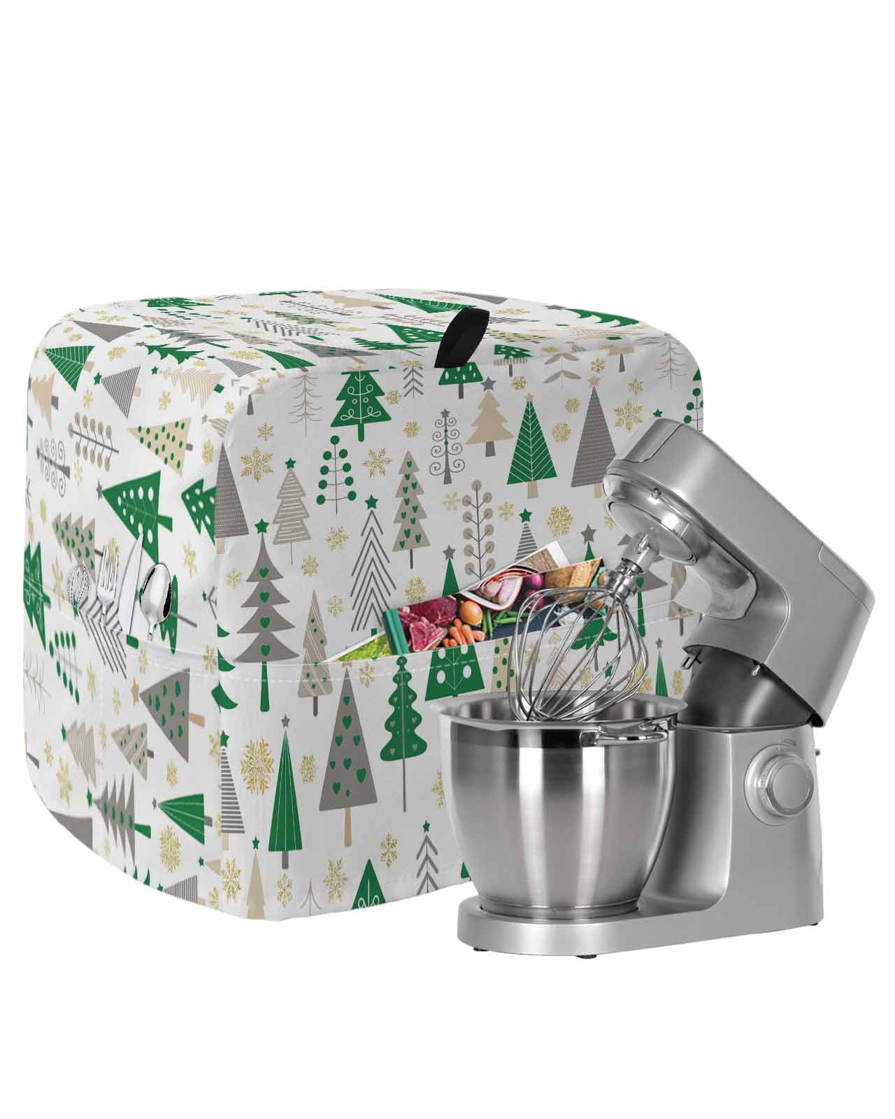 Green Grey Christmas Stand Mixer Dust Cover with Storage Pocket ...