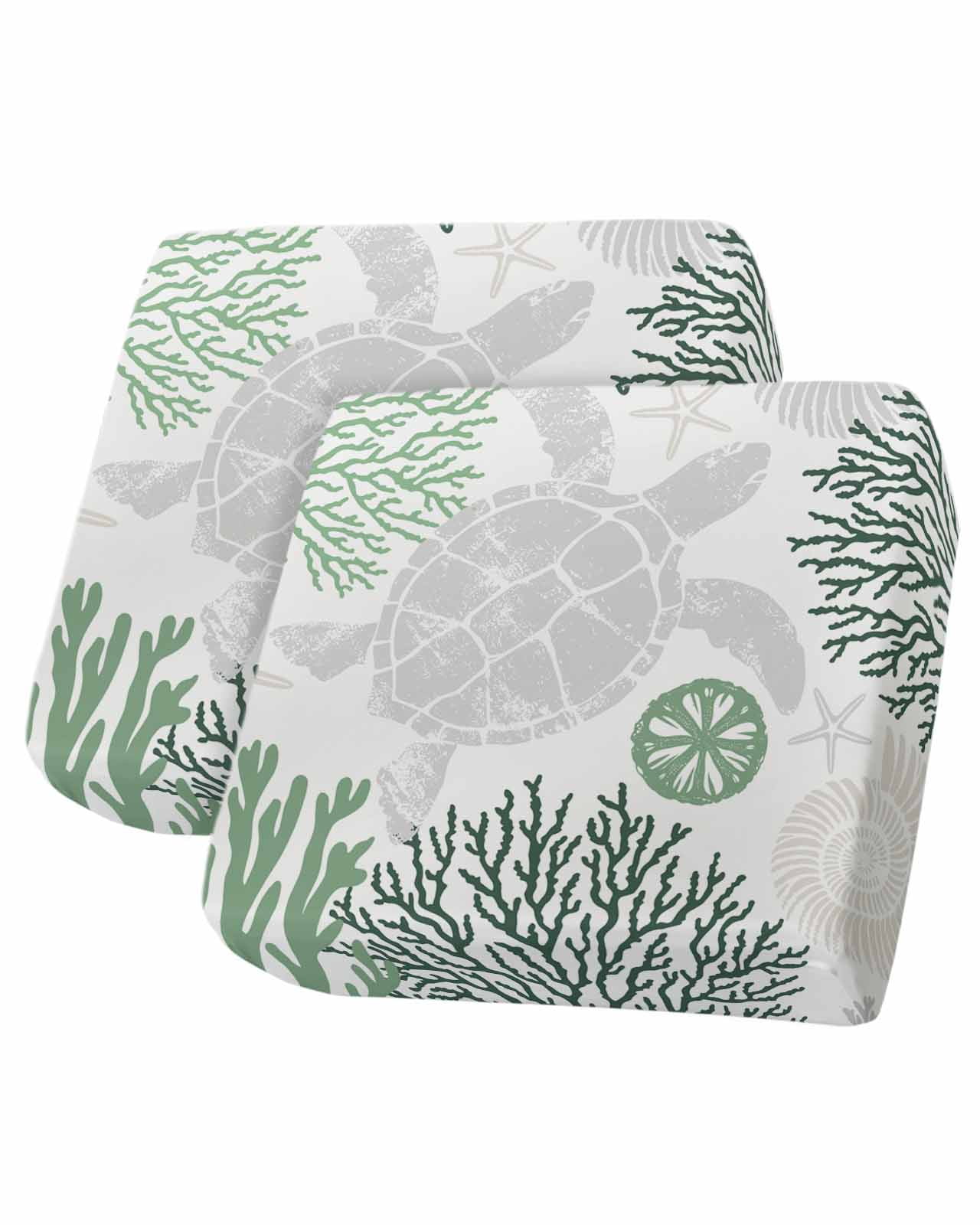 Green Grey Coastal Turtle Sofa Couch Cushion Covers Washable, Removable ...