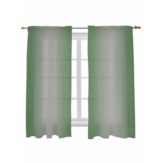 Green Grey Ombre Curtains 72 Inch Length, Sheer Curtains for Bedroom ...