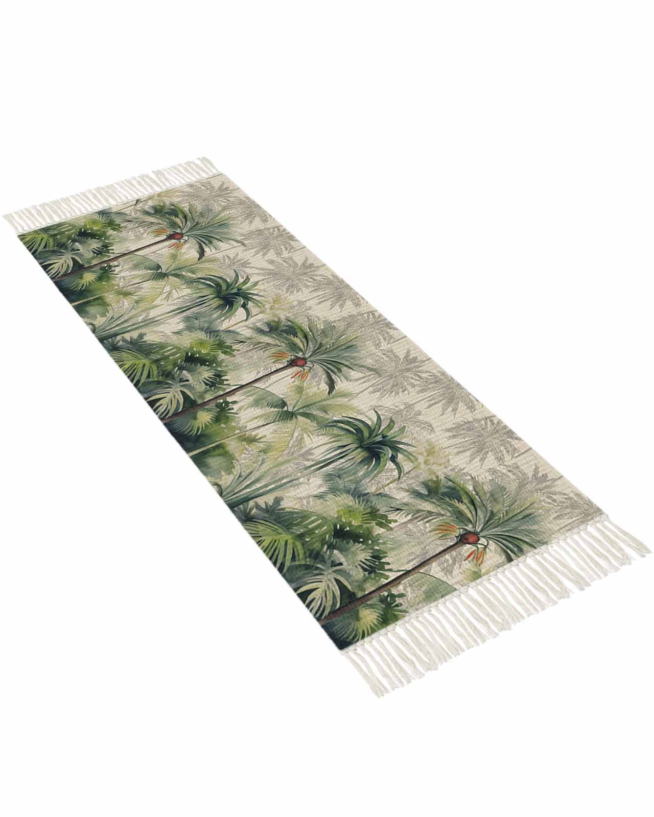 Green Grey Palm Tree Rugs for Entryway 2'x5', Laundry Room Rug Washable ...
