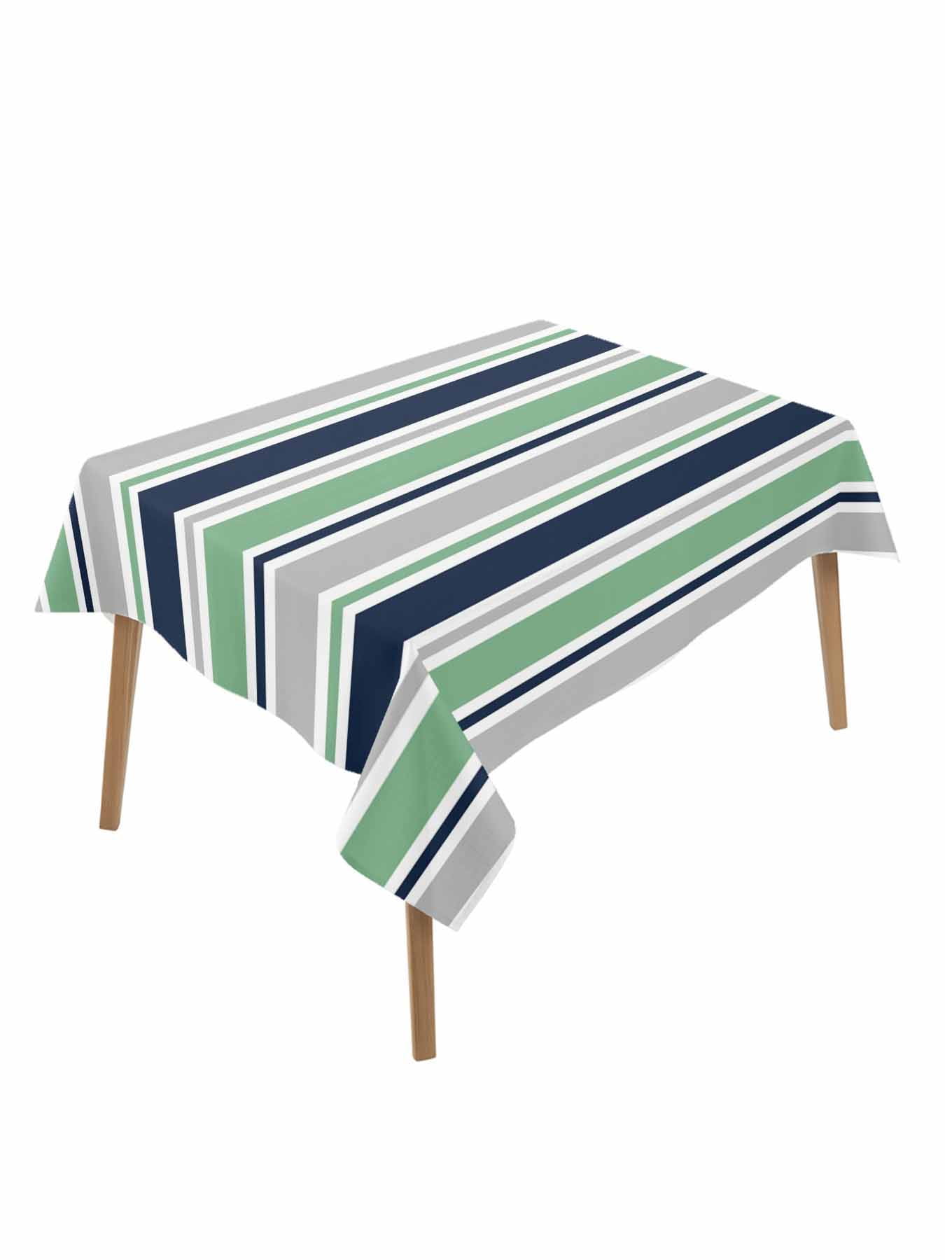 Green Grey Striped Table Cloth, Waterproof Tablecloth for Rectangle ...