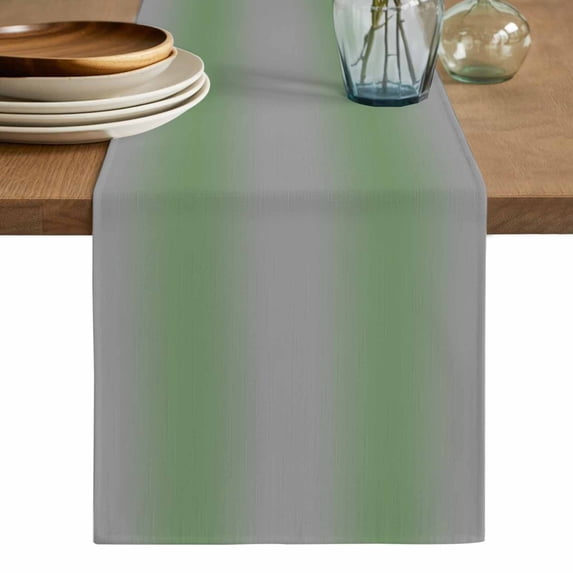 Green Grey Table Runner, Modern Minimalist Solid Vertical Stripes ...