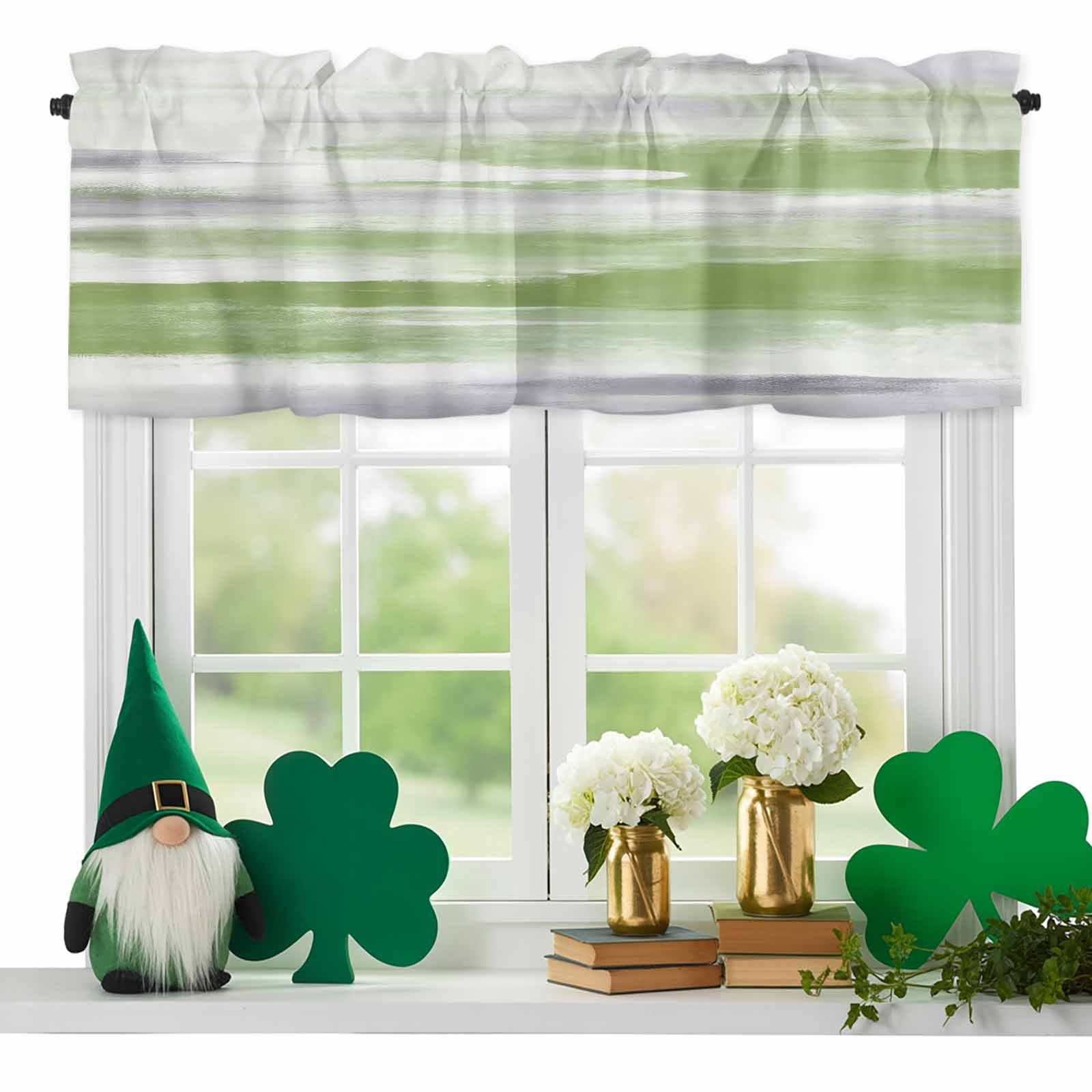 Green Grey Valances for Windows, Abstract Retro Ombre Mottled Texture ...