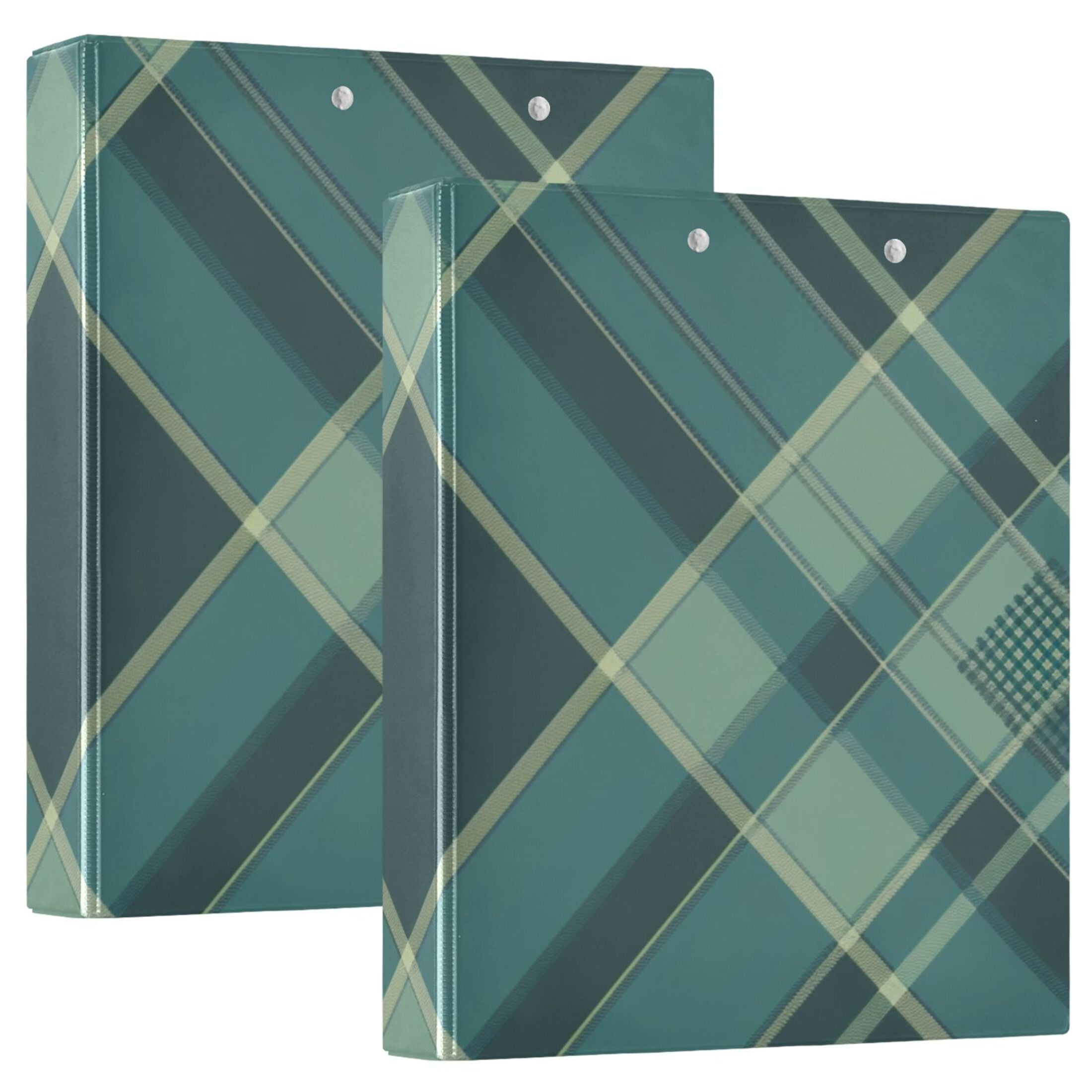 Green Grid Stripe 3 Ring Binders 1.5 inch Hardcover File Folders with ...