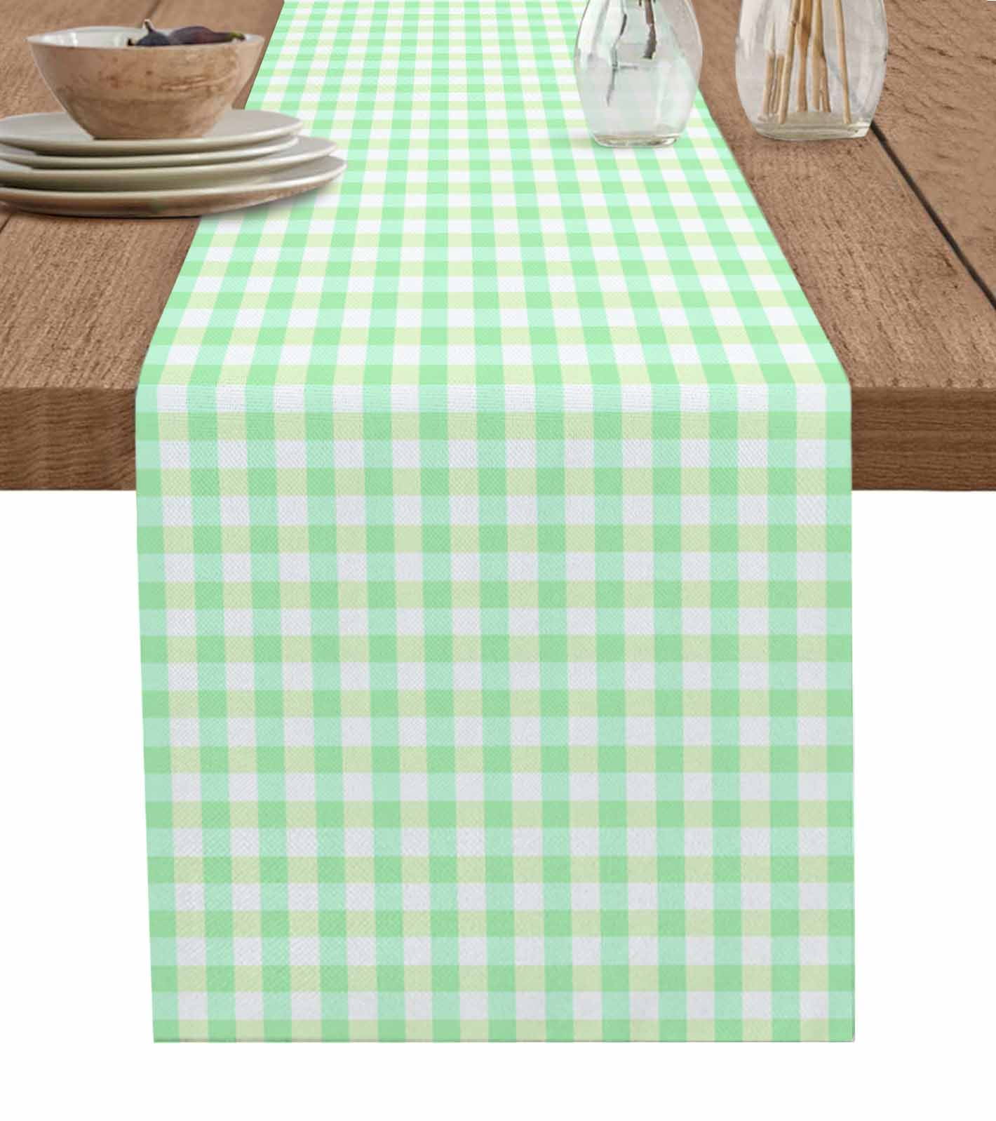 Green Grid Table Runner 72 Inches, Checkered Plaid Gingham Lattice ...