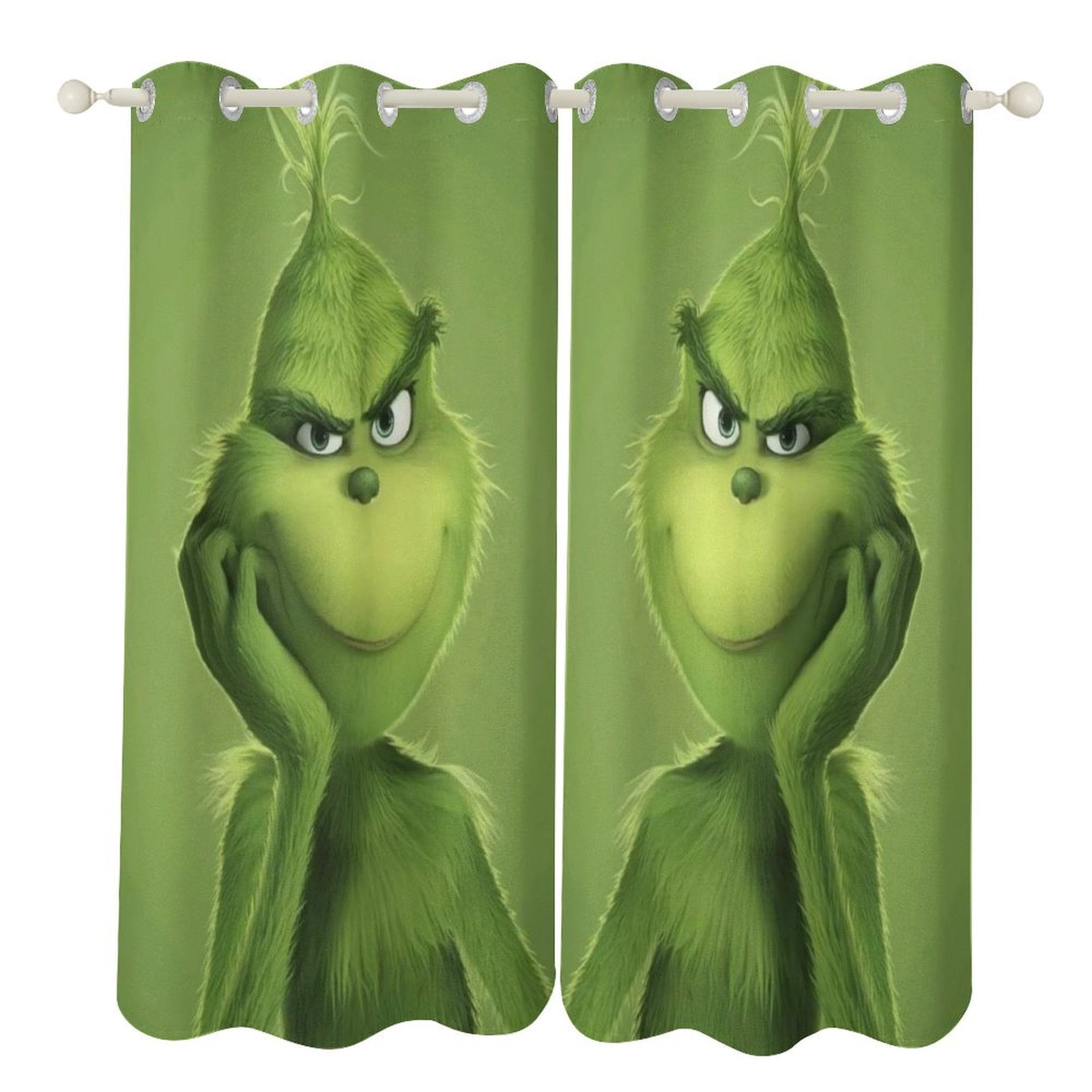 Green Grinch Kids Curtains 52 X 72 Inch,Cartoon Blackout Curtains ...