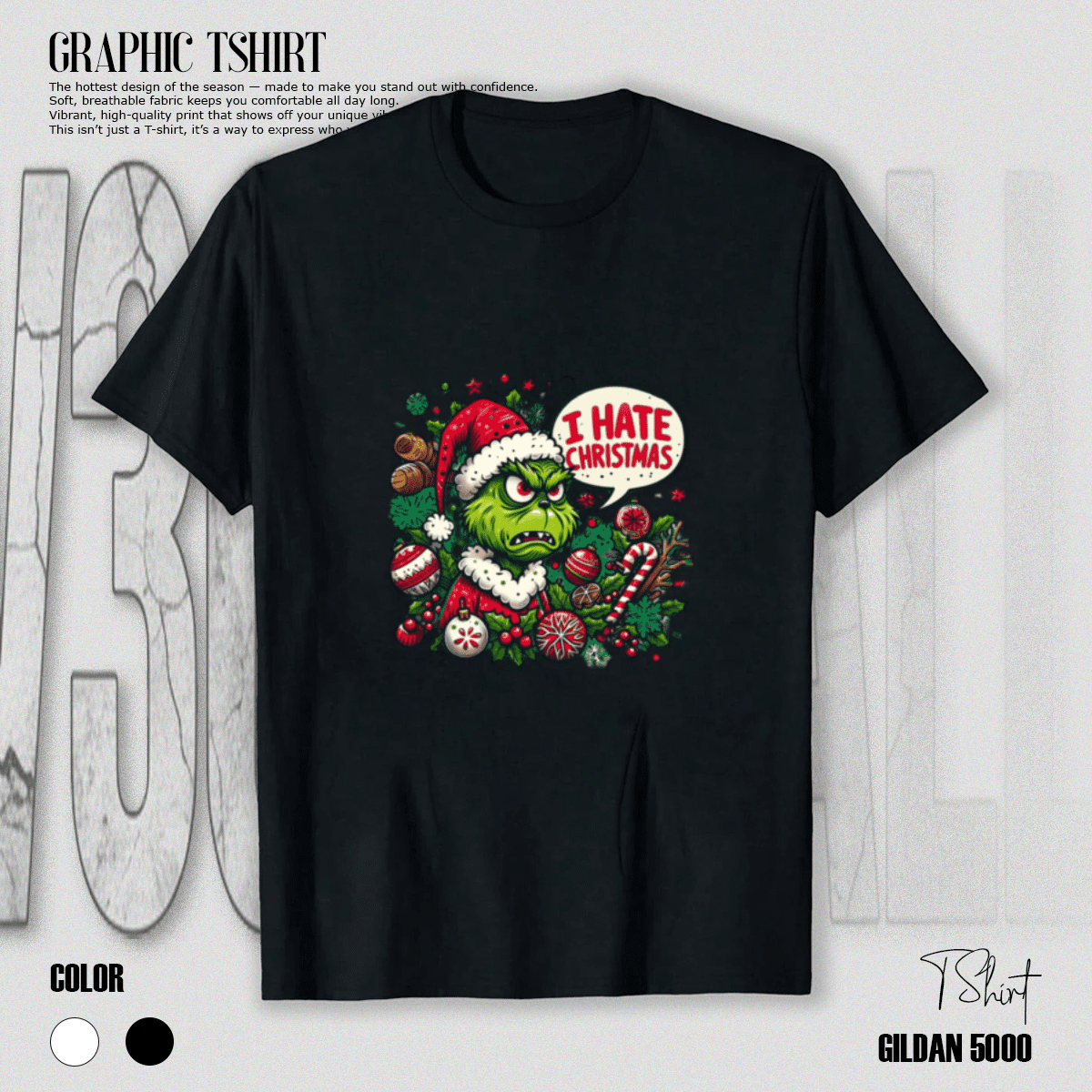 Green Grump Hate Holiday Funny Christmas Humor Quote Art Unisex T-Shirt ...