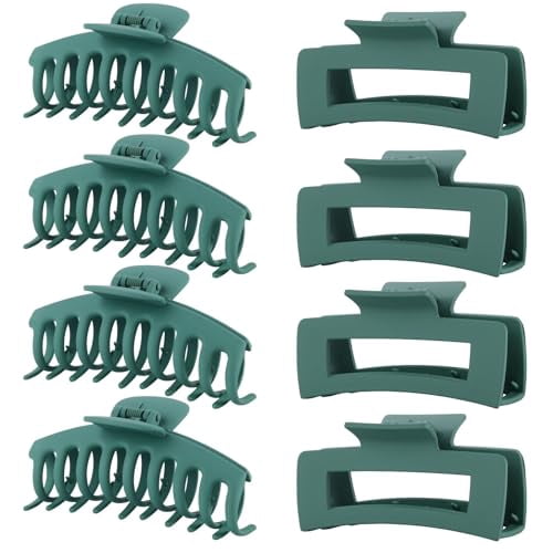 Green Hair Clips for Women - 8 Pack 4.3 Inch Large Matte Banana Claw ...
