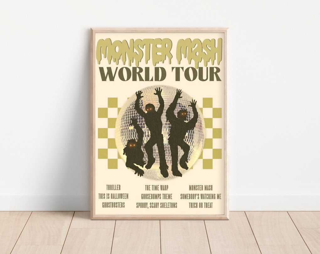Green Halloween Poster Trendy Ghost Wall Art Pink Ghost Poster ...