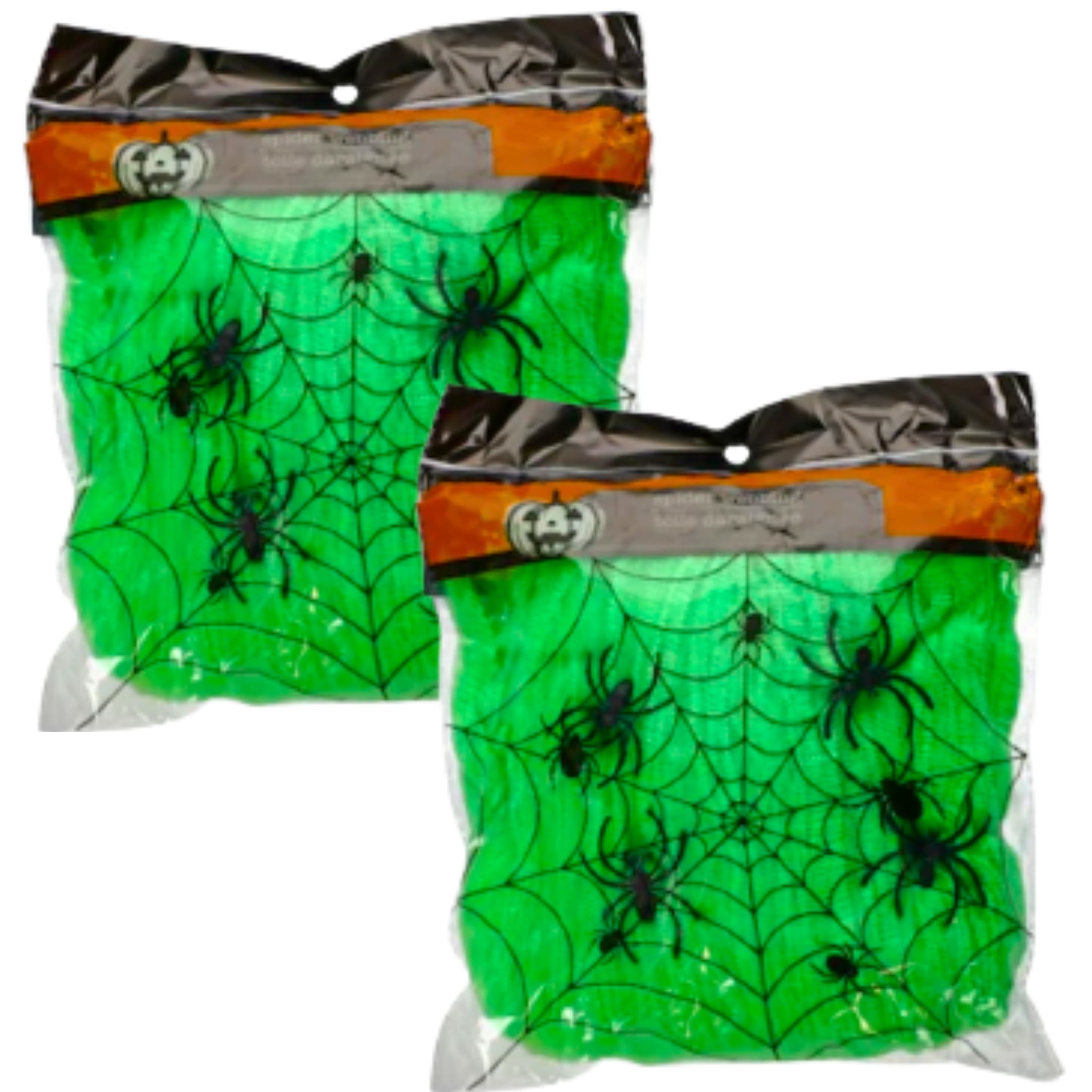 Green Halloween Themed Colored Spider Web Decorations with Plastic ...