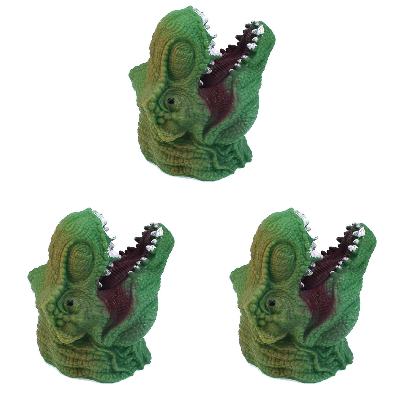 Green Hand Puppets Role Play Realistic Head Dinosaur Finger Glove Toys ...
