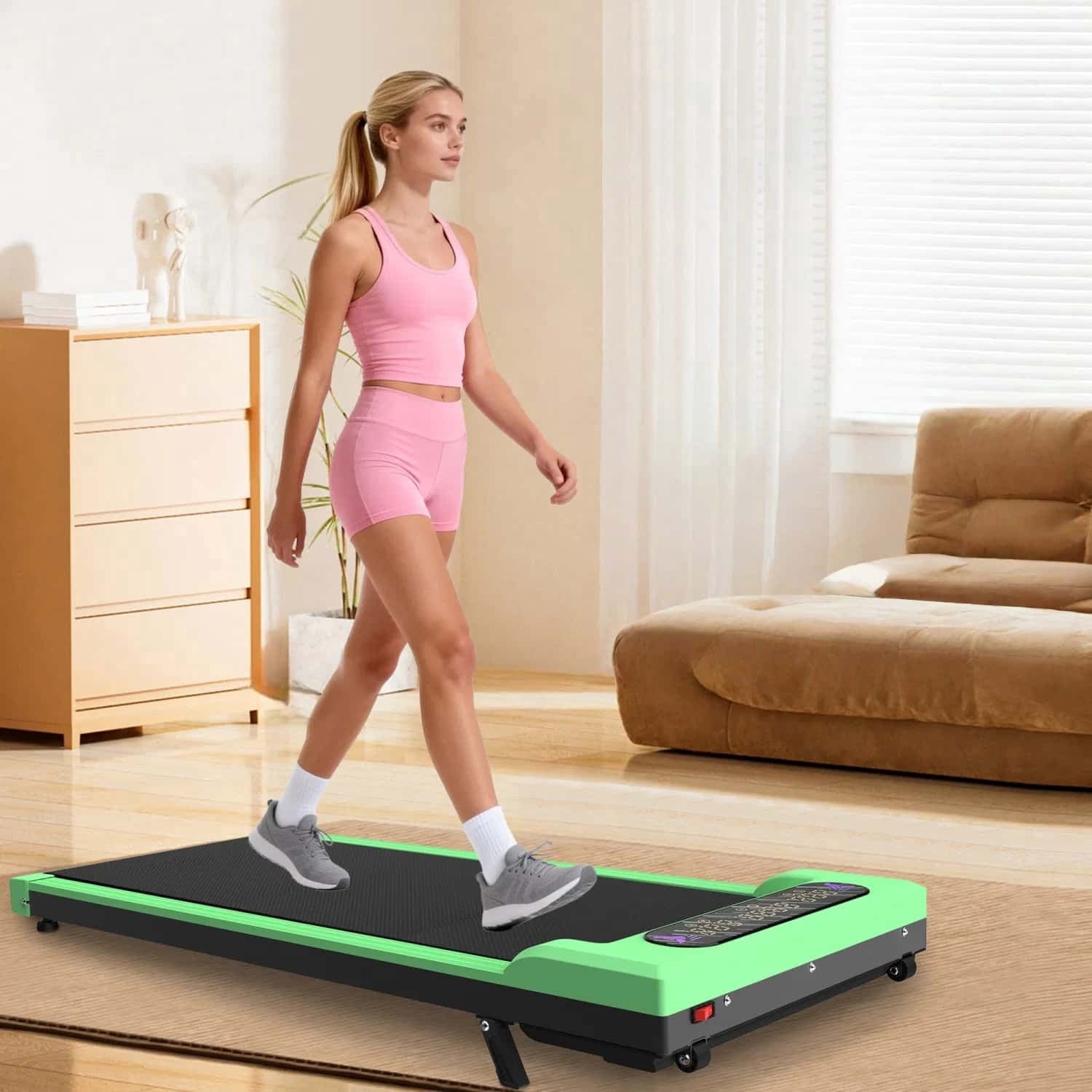 Green Handrail-enabled Folding Treadmill with Slope Adjustment Function ...