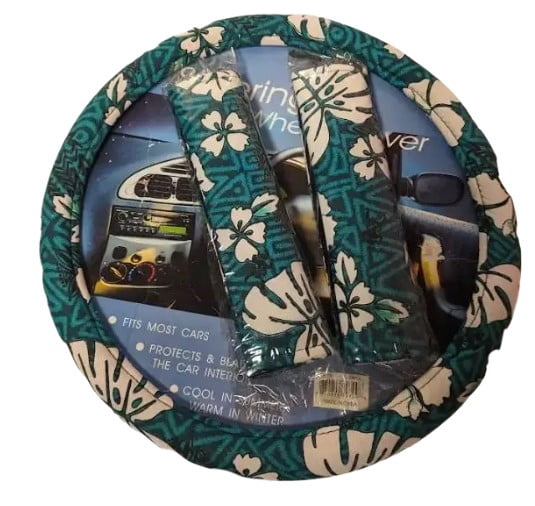 Green Hawaii Hibiscus Floral Print Hawaiian Steering Wheel Cover and ...