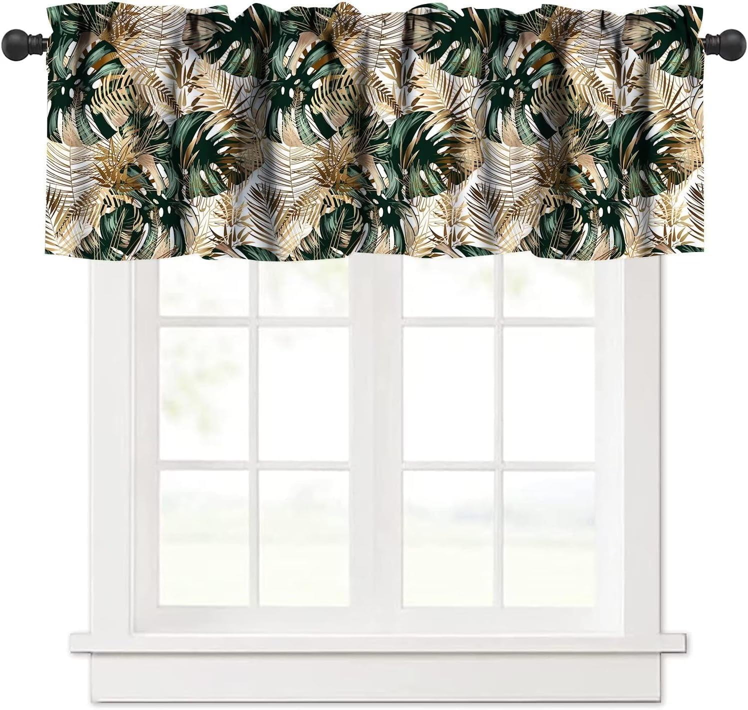 Green Hawaii Palm Leaf Valances Curtains Tropical Leaves Plant ...