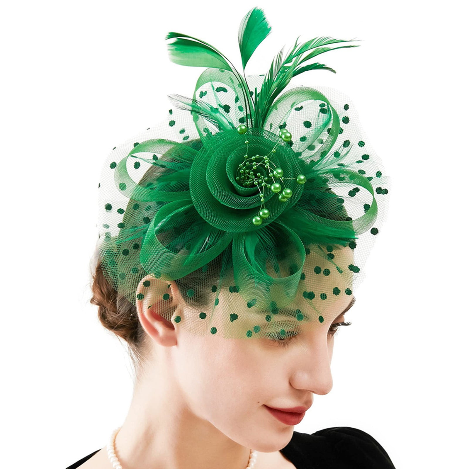 Green Headband for Women Hat for Women Feather Tea Party Bridal Wedding ...
