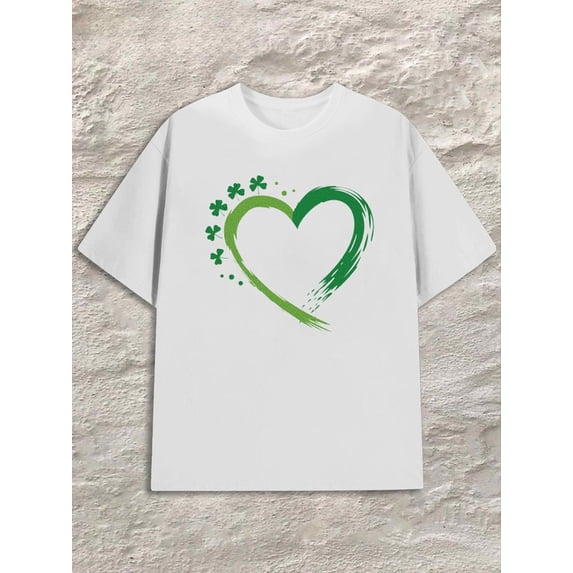 Green Heart Clover men's white All-season fitness top, stylish athletic ...