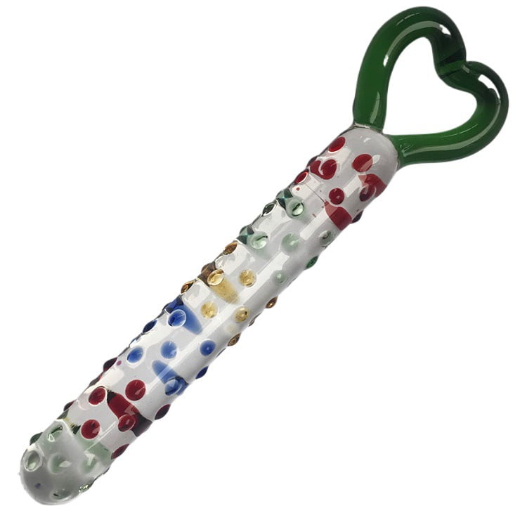 Green Heart Colorful Crystal Glass Body Massager Personal Massage Wand ...