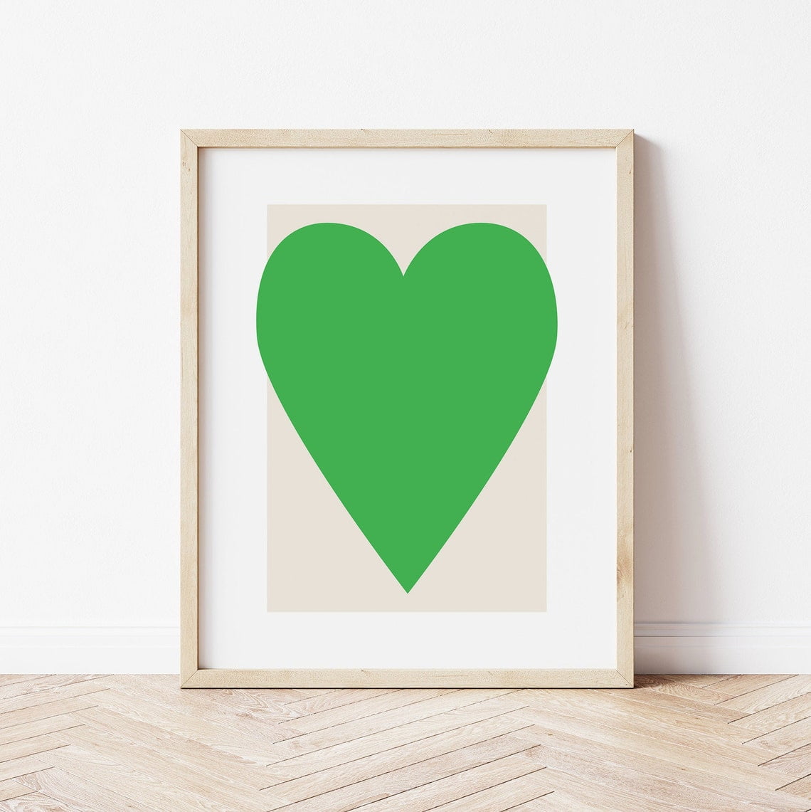 Green Heart Poster Abstract Minimal Art Cute Trendy Wall Poster ...