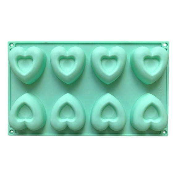 Green Heart Shaped 8 Cavity Silicone Mold With Flexible Non Stick ...
