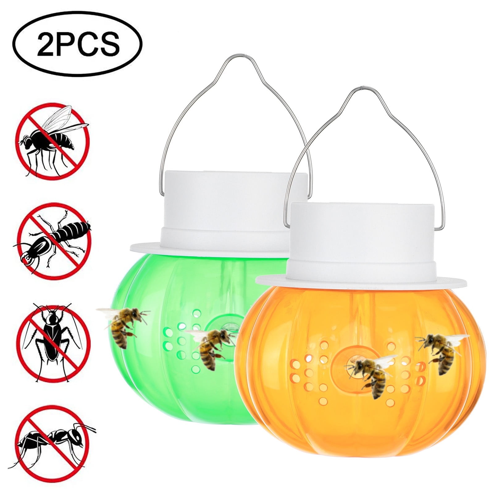 Uanit 2Pcs Solar Wasp Trap Clearance Pumpkin-Shape Reusable Solar ...