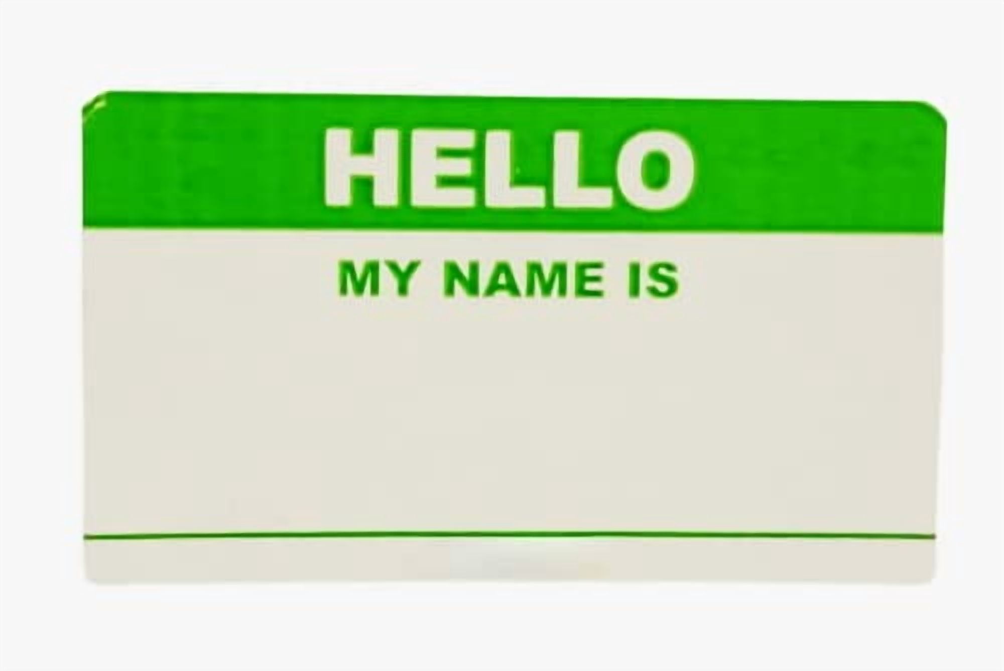 Green Hello My Name is - English Name Tag Identification Easy to Peel ...