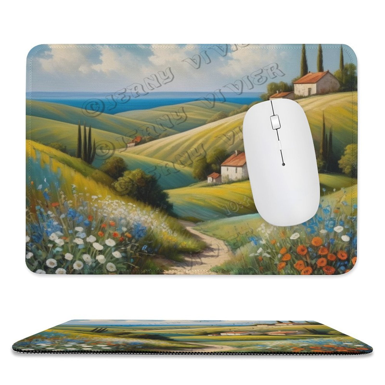 Green Hill Countryside Landscape Print Mouse Pad, Computer Mouse Mat ...