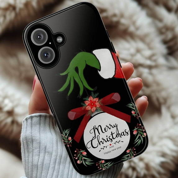 Green Holiday Creature Phone Case Festive Winter Look iPhone 17 16 15 ...