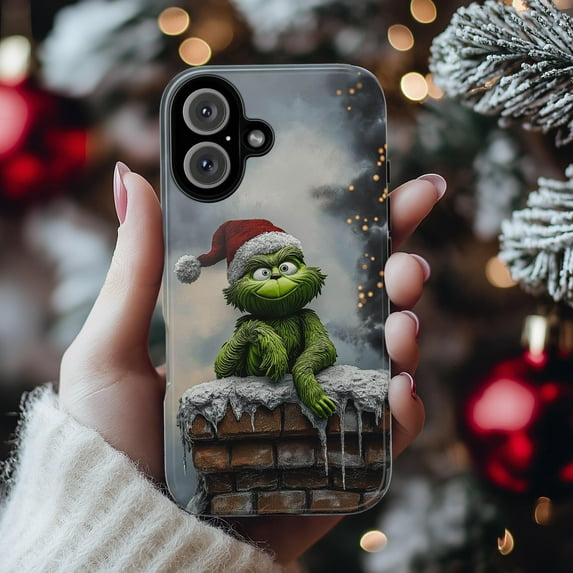 Green Holiday Creature Phone Case Funny Cozy Look with iPhone 17 ...