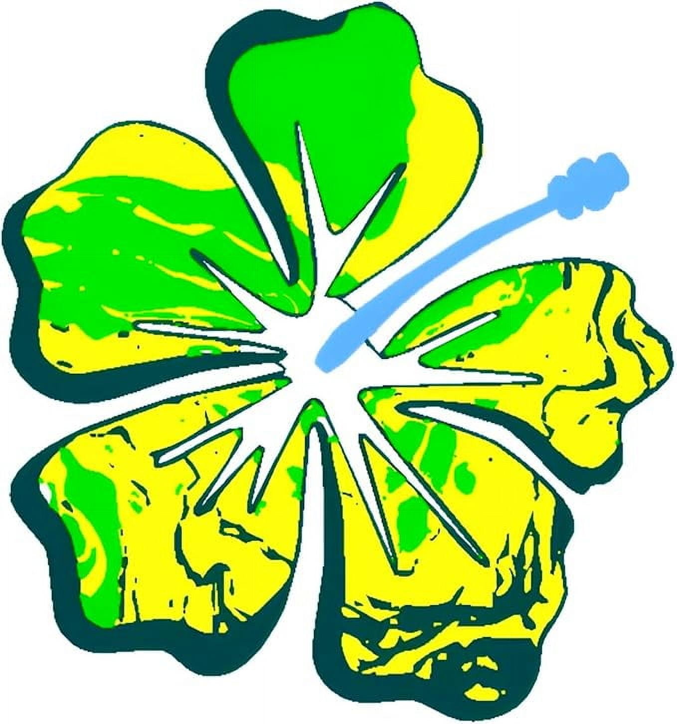 Green Holographic Hibiscus Flower Car Sticker. Tropical Floral Vinyl ...