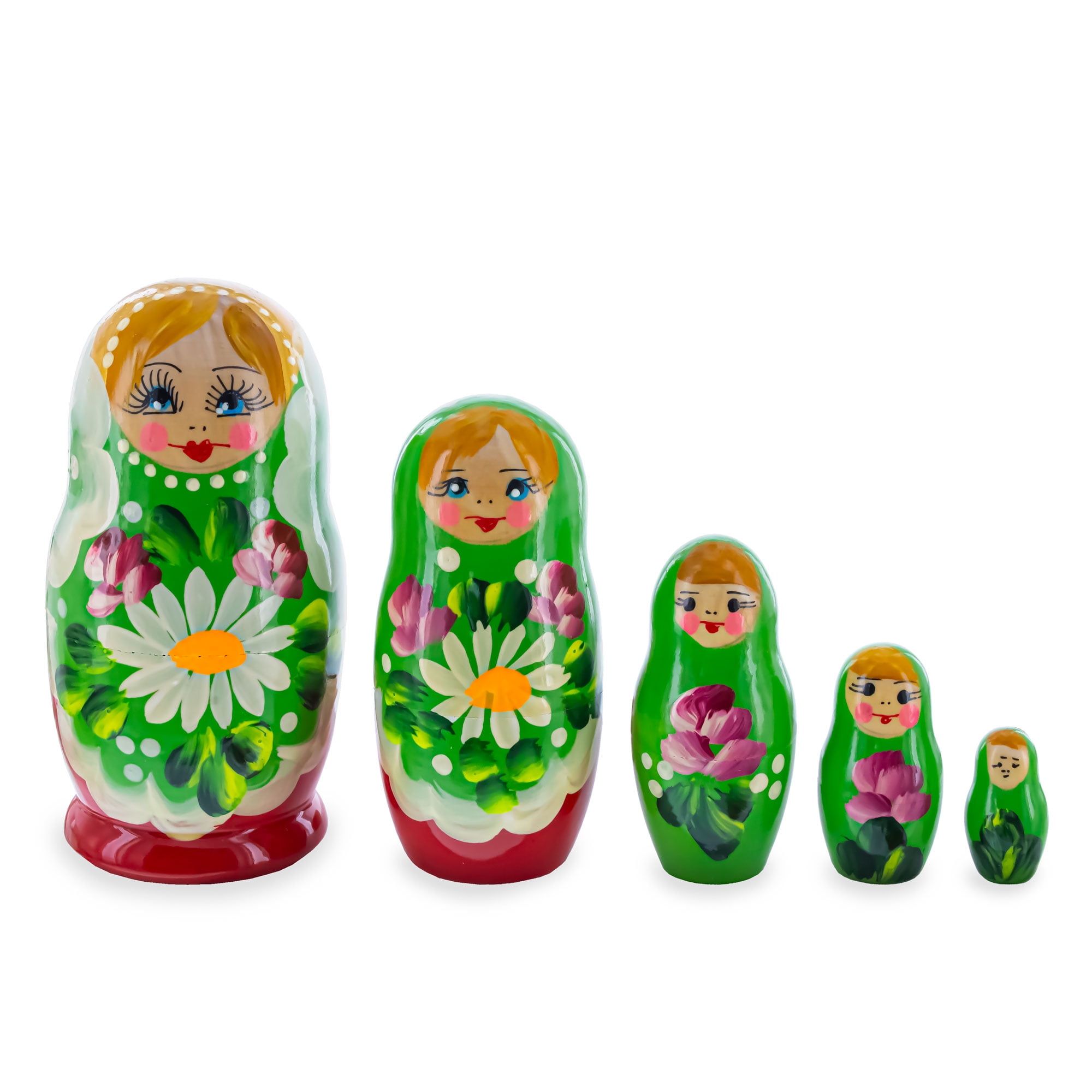 Green Hood with Gold Flowers and Berries Wooden Nesting Dolls - Walmart.com