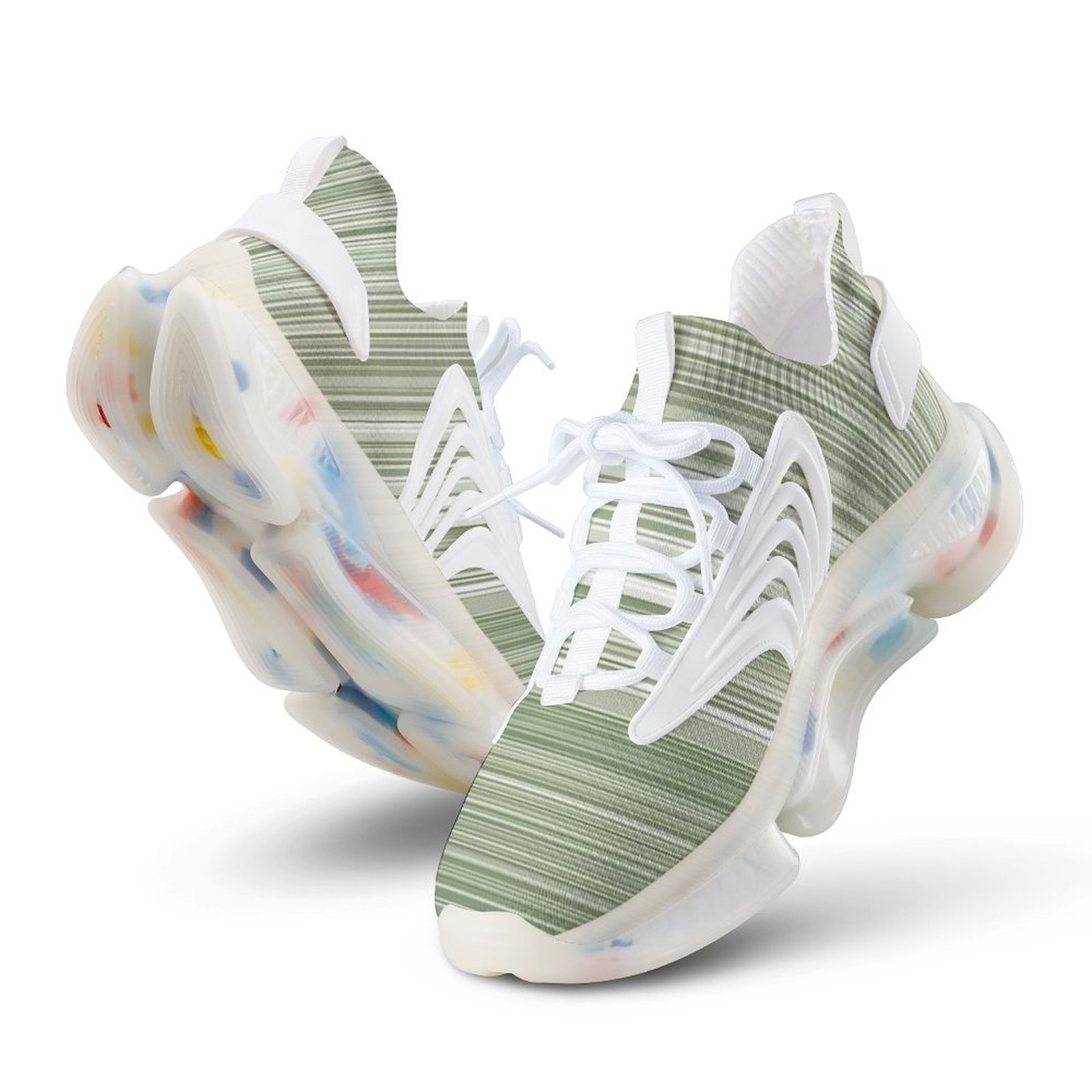 Green Horizontal Lines Abstract Texture Walking Shoes for Men Woman ...