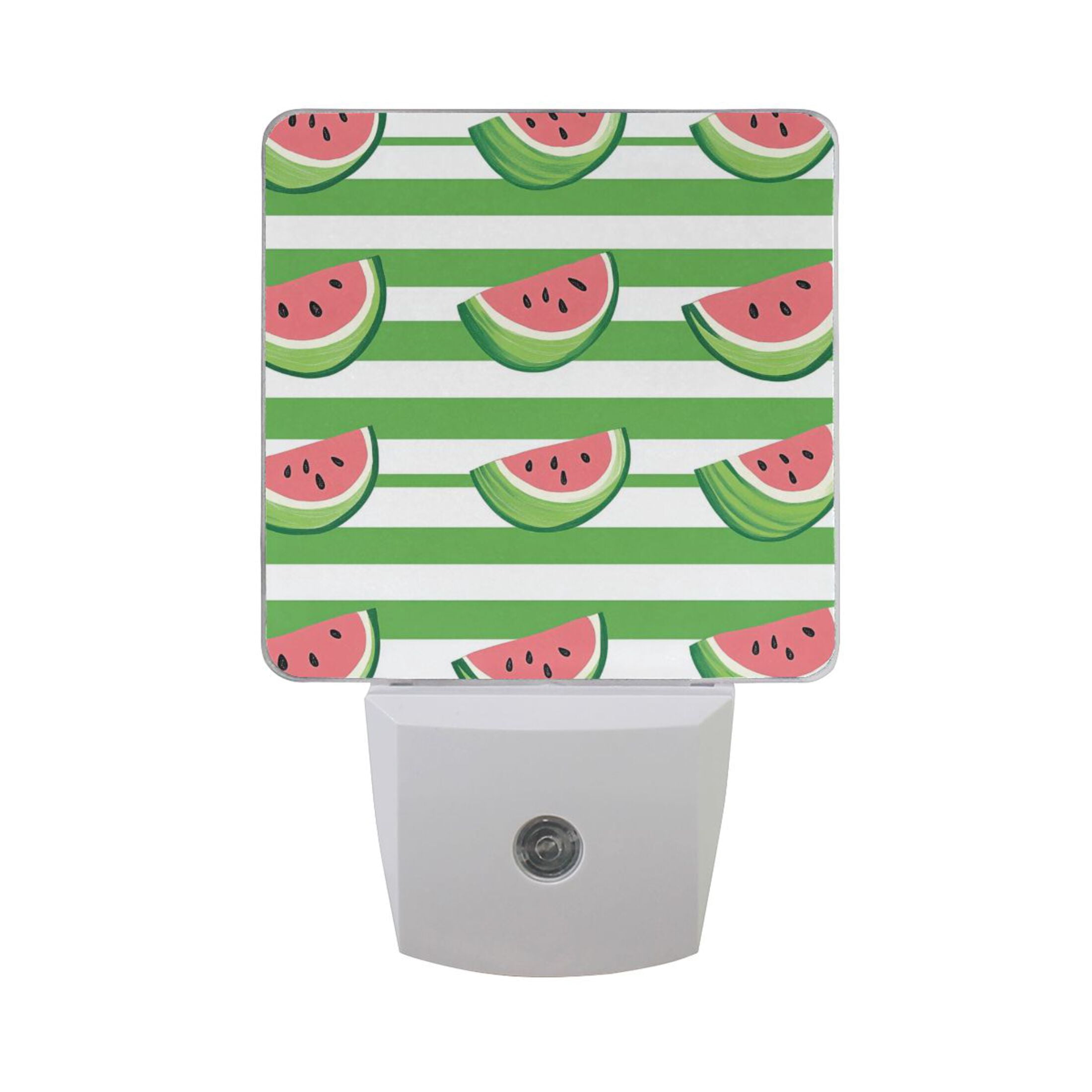 Green Horizontal Lines Cute Watermelons LED Night Light with Smart ...