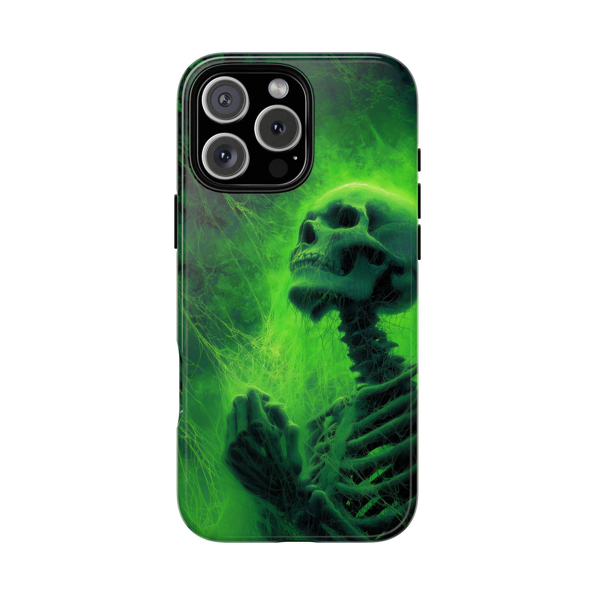 Green Horror Bone Helm Warrior Glowing Mist Phone Case 17 16 15 14 13 ...