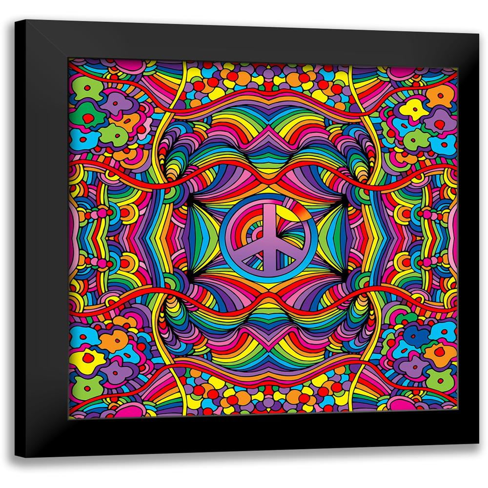 Green, Howie 12x12 Black Modern Framed Museum Art Print Titled - Swirls Peace Sign Pattern ...