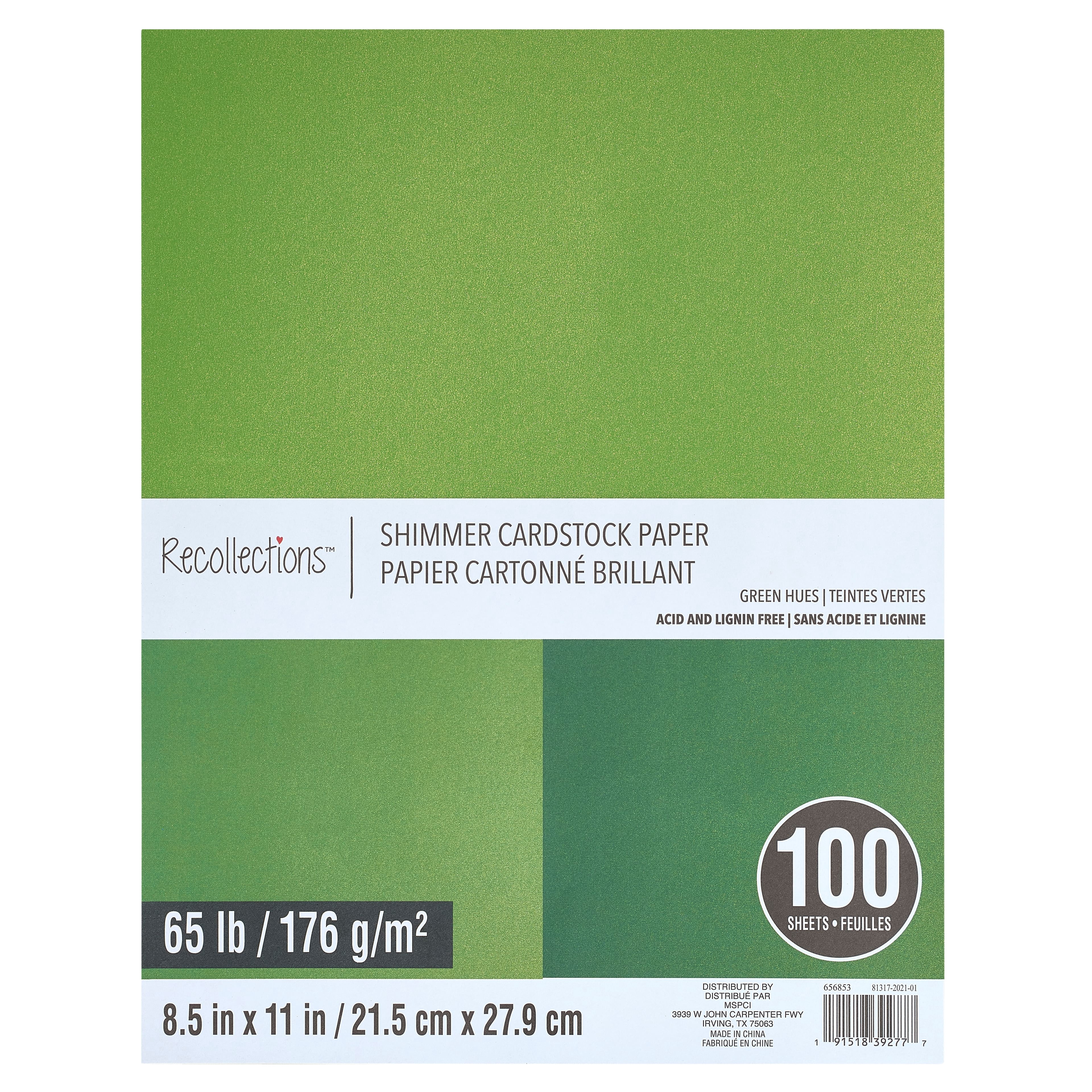 Green Hues Shimmer 8.5" x 11" Cardstock Paper by Recollections™, 100 ...