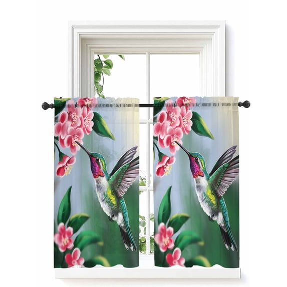 Green Hummingbird Curtains 54 Inch Length, Sheer Curtains for Bedroom ...