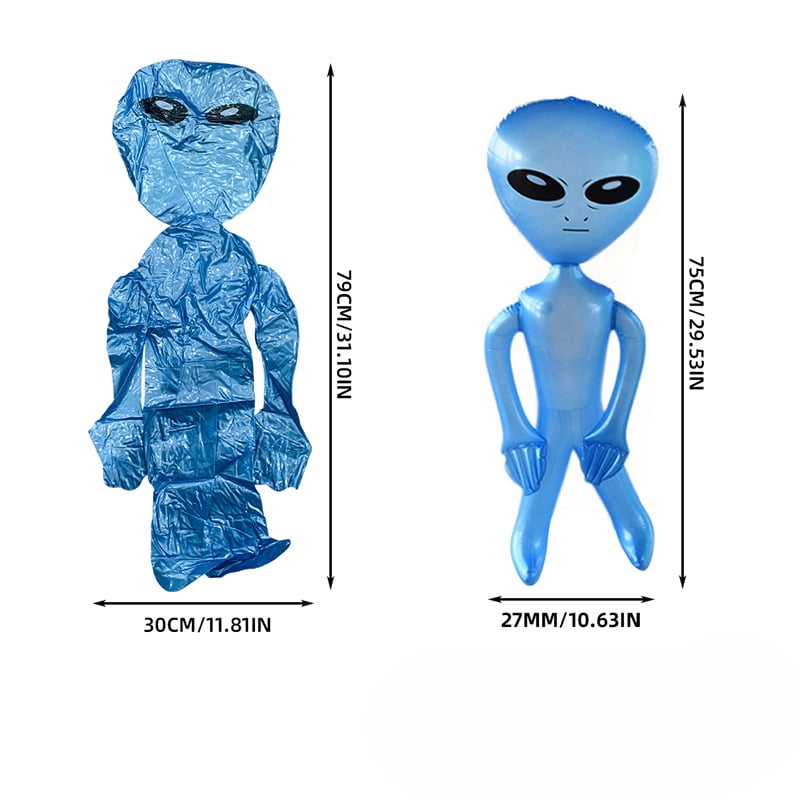 Green Inflatable Alien, Set of 2, Outer Space Decorations, 34/60 Inch ...