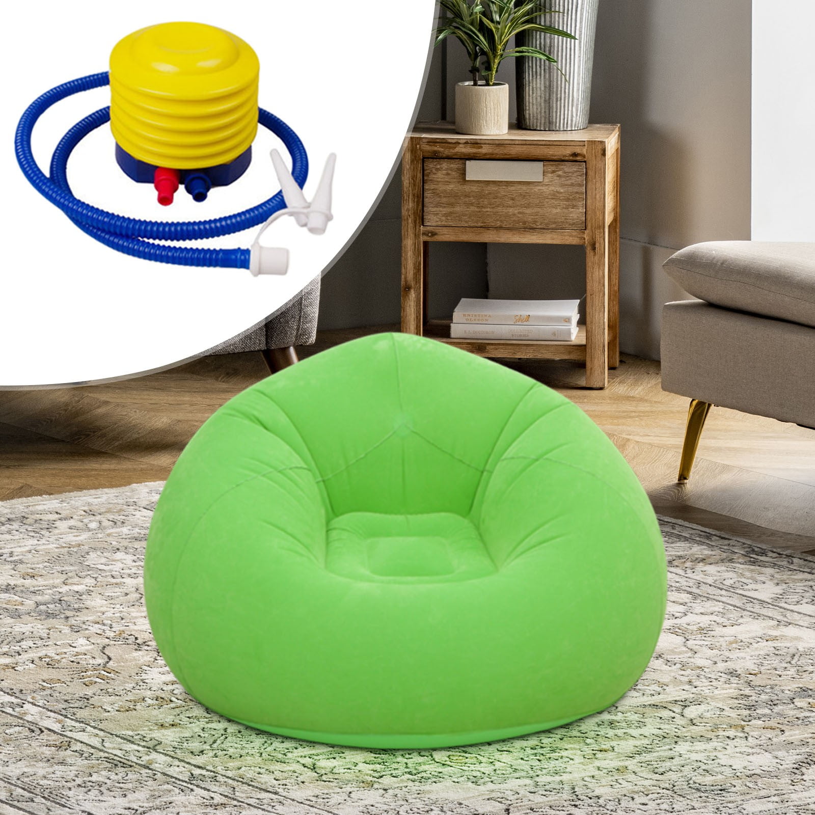 Green Inflatable Football Couch - Lightweight PVC Lounge Chair with ...