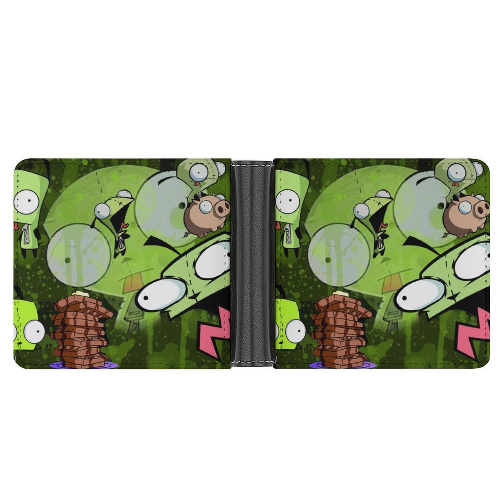 Green Invader Zim Gir PU Leather Bifold Wallet Money Organizers Gift ...