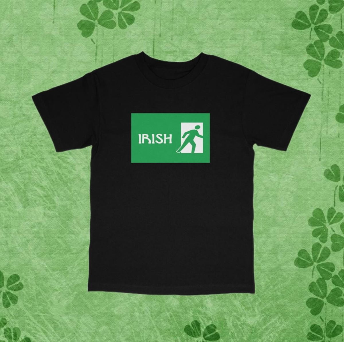 Green Irish Aesthetic Tee with Minimal Walking Figure Art Perfect for ...