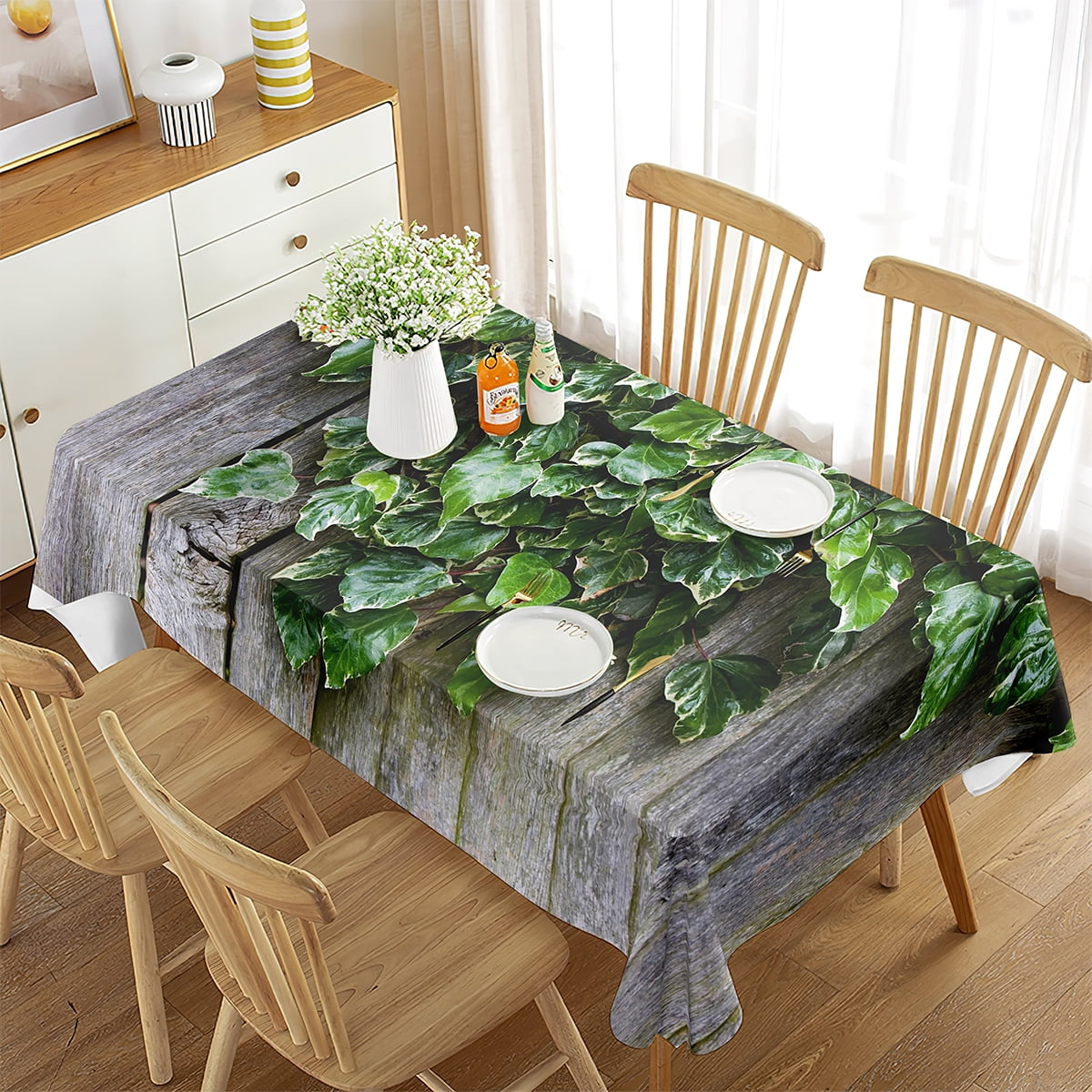 Green Ivy Leaves Tablecloth Wild Plant Leaves Pattern Rectangle Table ...