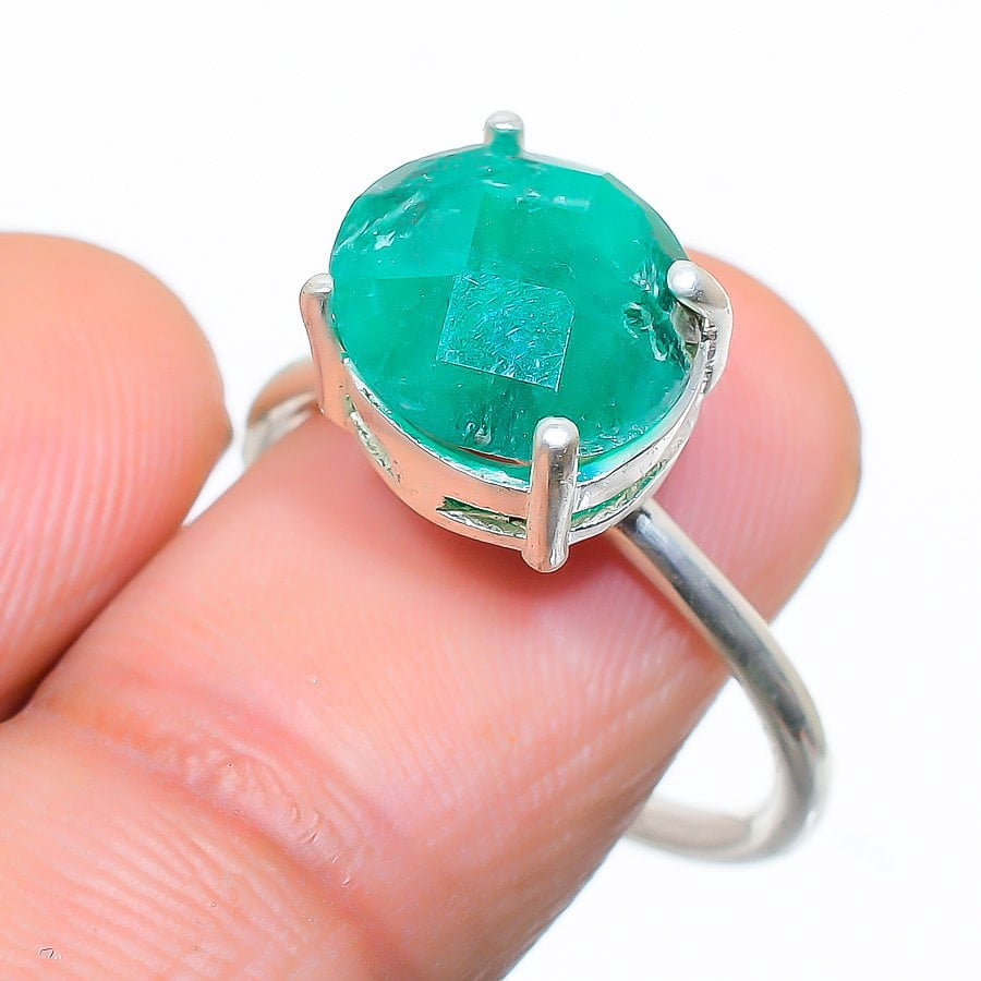 Green Jade Gemstone Handmade 925 Sterling Silver Jewelry Ring Size 7 ...