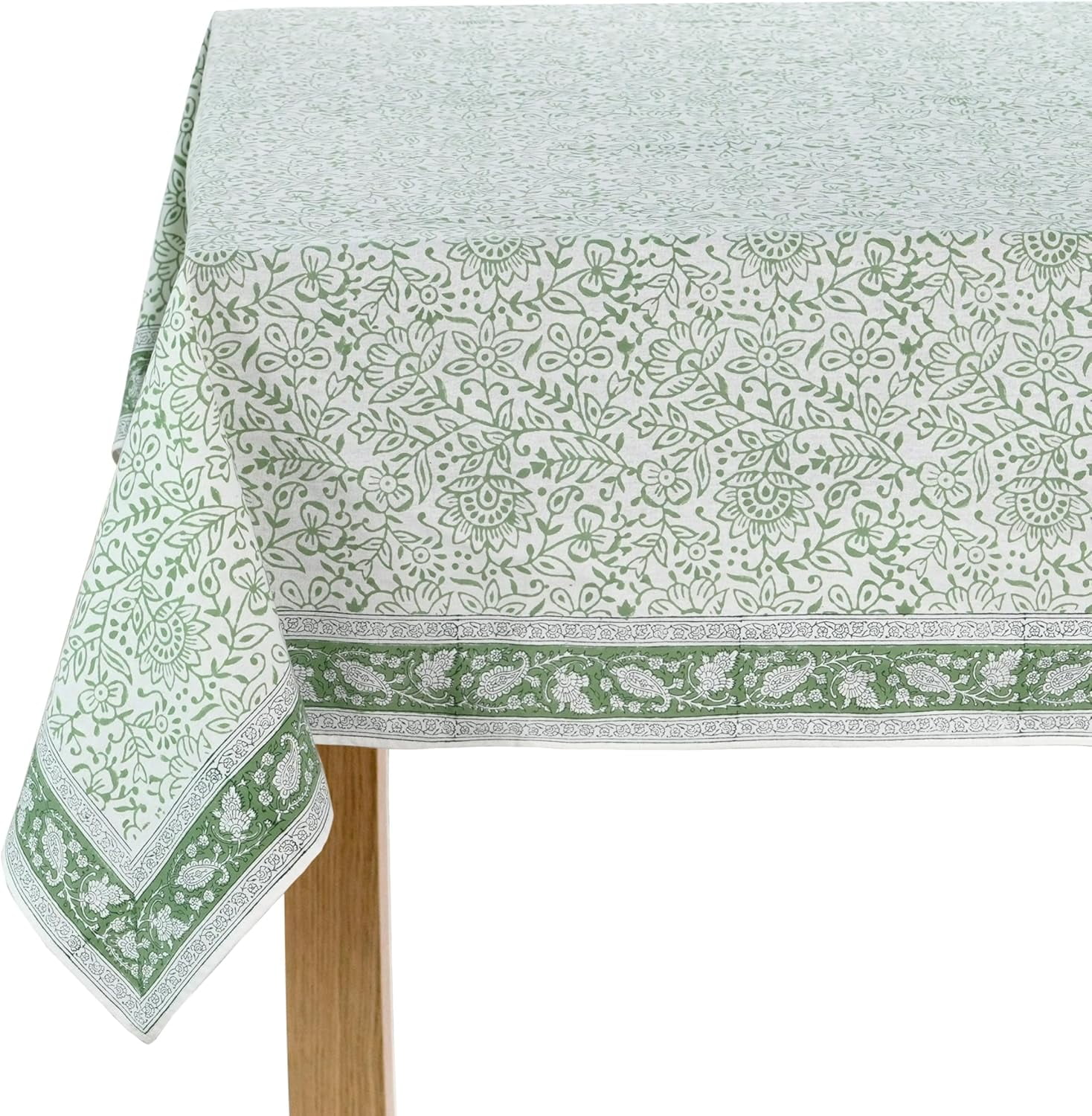 Green Jal 60x60 Inches Square 100% Cotton Hand Block Print Washable ...