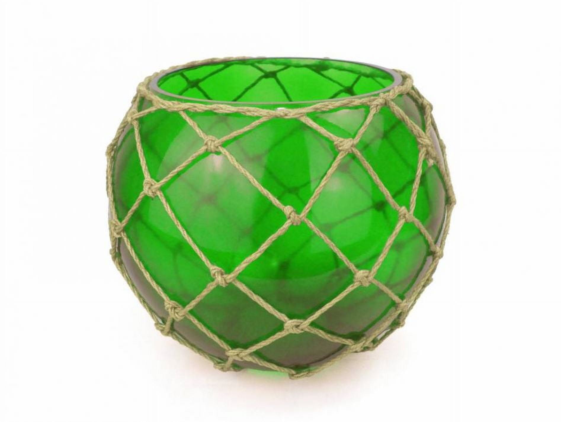 Green Japanese Glass Fishing Float Bowl with Decorative Brown Fish ...