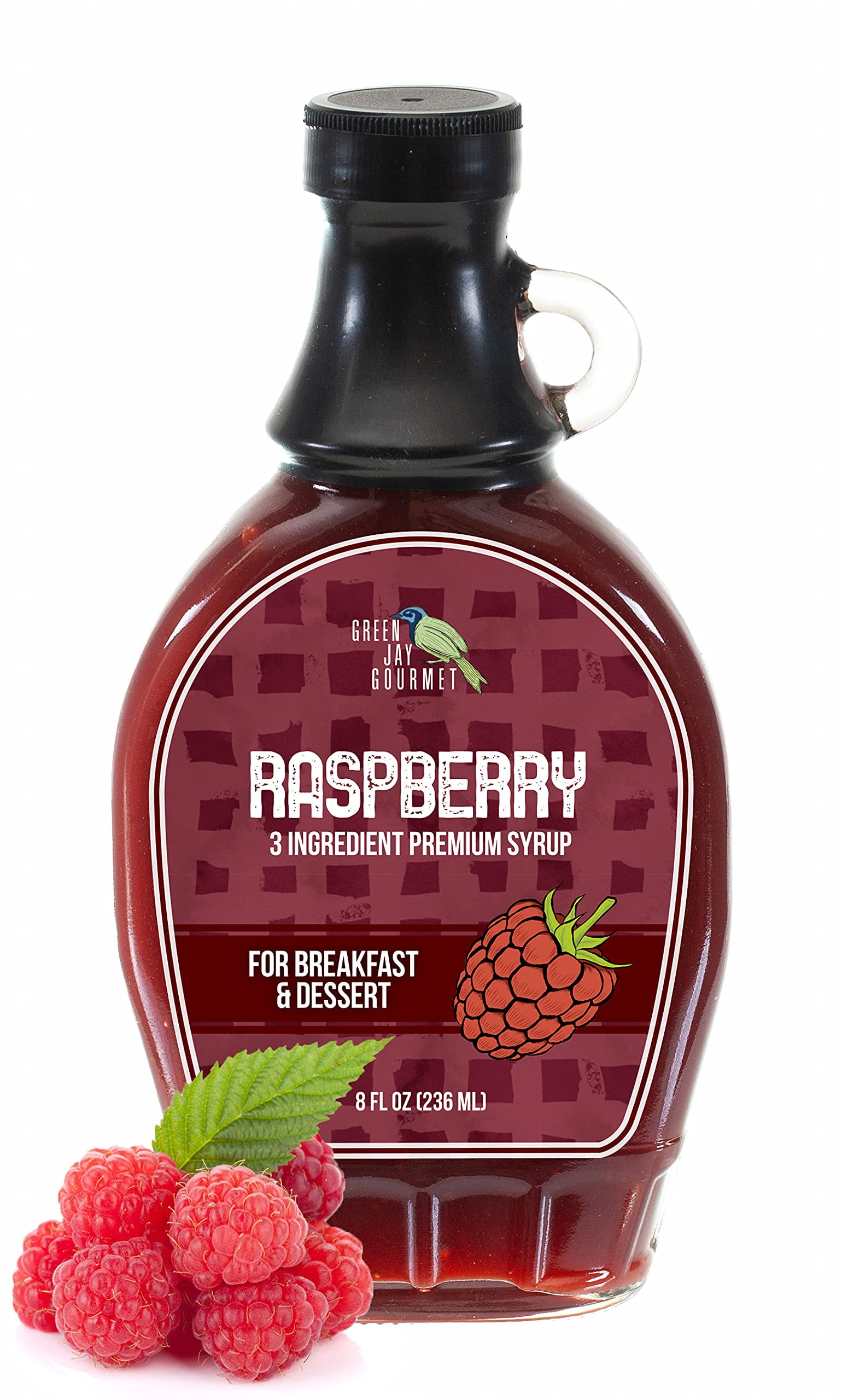 Green Jay Gourmet Raspberry DEF29 Syrup - 3 Ingredient Syrup with Fresh Raspberries, Cane Sugar ...